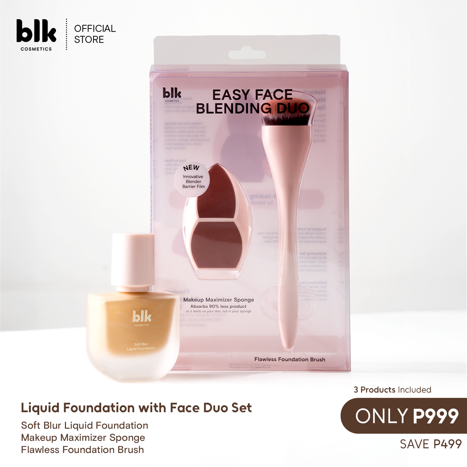 blk cosmetics soft blur liquid foundation with face duo set – Blk Cosmetics